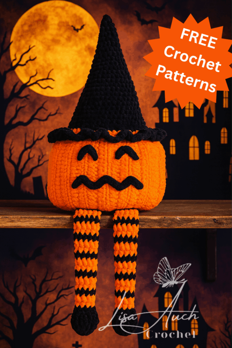 FREE Pumpkin Crochet Eyes, Mouth, Witches Hat & Legs Patterns